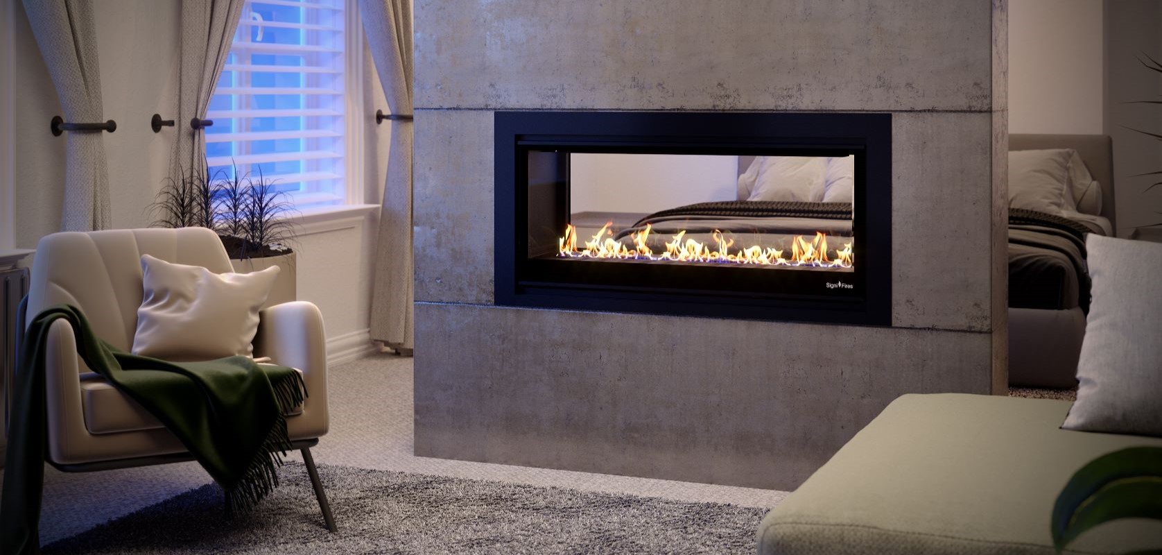 Signi Fires Element 120 Double Sided Gas Fireplace | Beauty Fires